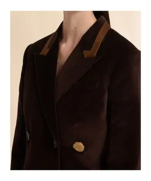 Marni Double-breasted Velvet Blazer With Pony Hair Accents