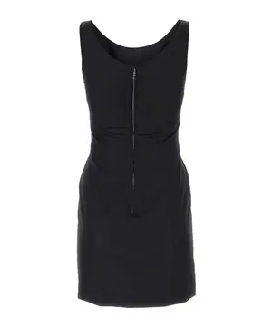 Prada Logo Plaque Sleeveless Mini Dress
