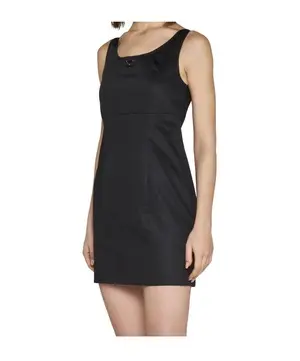 Prada Logo Plaque Sleeveless Mini Dress