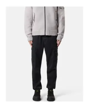 Stone Island Logo Patch Straight-leg Cargo Trousers - Black