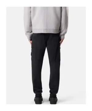 Stone Island Logo Patch Straight-leg Cargo Trousers - Black