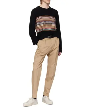 Paul Smith Crew Neck Long Sleeve Sweater With Striped Detail