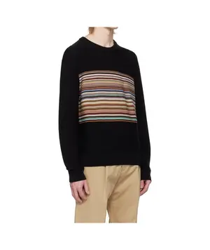 Paul Smith Striped Crewneck Knit Jumper - Black