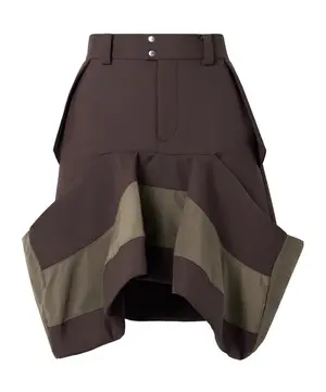 Sacai Paneled Scuba And Grosgrain Skirt