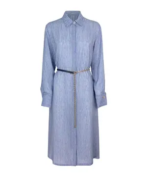 Max Mara Striped Shirt Dress With Belt - Blue