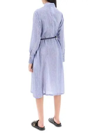 Max Mara Striped Shirt Dress With Belt