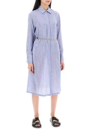 Max Mara Striped Shirt Dress With Belt