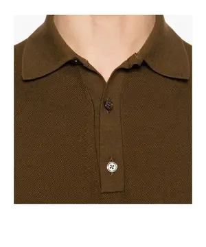 TOM FORD Long-sleeved Knitted Polo Shirt - Brown