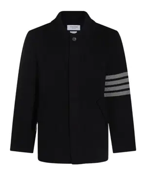 Thom Browne Long Sleeve Cardigan Coat With Four Bar Detail