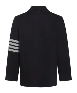 Thom Browne Long Sleeve Cardigan Coat With Four Bar Detail