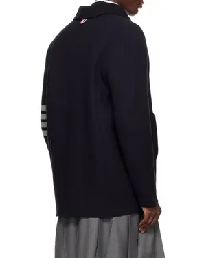 Thom Browne Long Sleeve Cardigan Coat With Four Bar Detail