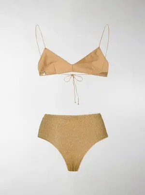 Oseree Lurex High-waist Bikini - Nude