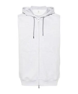 Brunello Cucinelli Sleeveless Zip-up Hoodie - White
