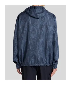 Etro Paisley Print Hooded Zip-up Jacket - Navy Blue