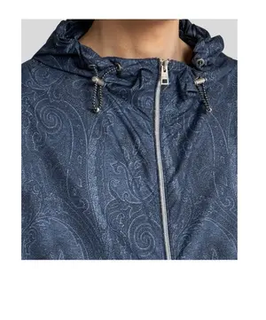 Etro Paisley Print Hooded Zip-up Jacket - Navy Blue