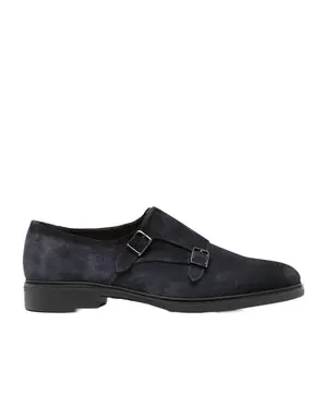 Santoni Monk Strap Loafers With Double Buckle Detail - Blue