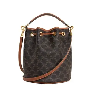 Celine Triomphe Canvas And Calfskin Bucket Bag