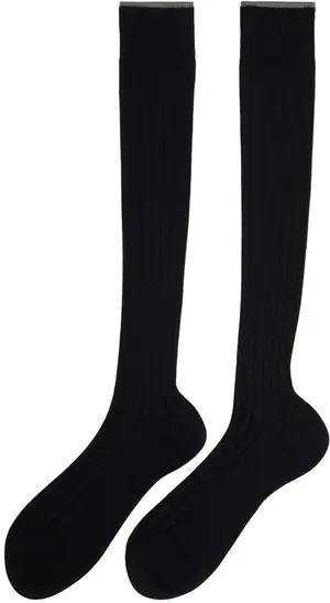 Brunello Cucinelli Ribbed Knee High Socks - Black