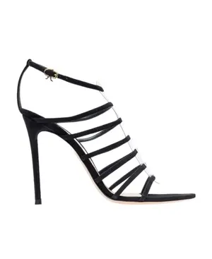 GIANVITO ROSSI Suede Strappy High Heel Sandals With Transparent Detail