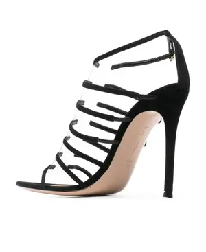 GIANVITO ROSSI Suede Strappy High Heel Sandals With Transparent Detail
