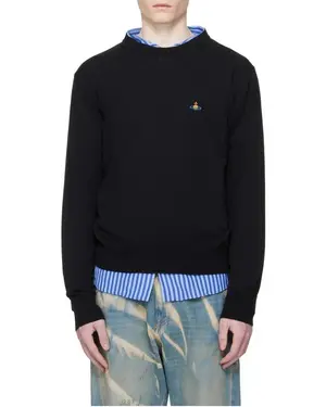 VIVIENNE WESTWOOD Orb Logo Fine Knit Sweater - Black