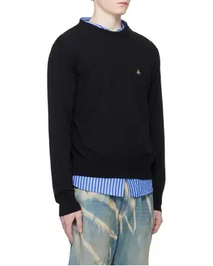 VIVIENNE WESTWOOD Orb Logo Fine Knit Sweater - Black
