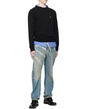 VIVIENNE WESTWOOD Orb Logo Fine Knit Sweater - Black