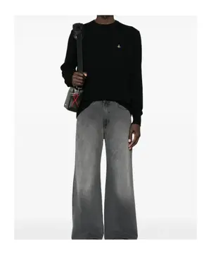 VIVIENNE WESTWOOD Orb Logo Fine Knit Sweater - Black