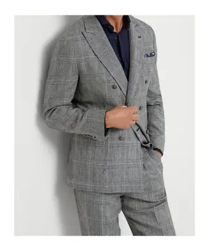 Brunello Cucinelli Double-breasted Prince Of Wales Blazer - Black