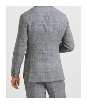 Brunello Cucinelli Double-breasted Prince Of Wales Blazer - Black