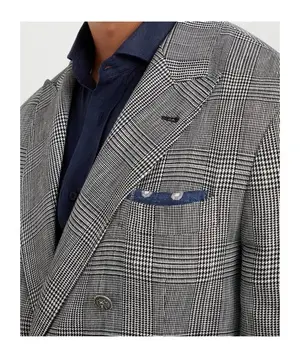 Brunello Cucinelli Double-breasted Prince Of Wales Blazer - Black