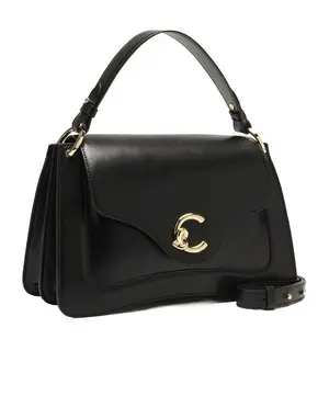 COCCINELLE C-me Foldover Top Medium Tote Bag - Black