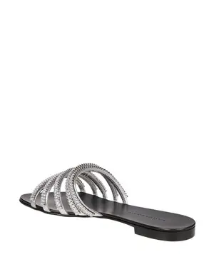 GIUSEPPE ZANOTTI Crystal Embellished Flat Sandals - Gray