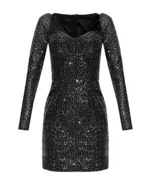 Dolce & Gabbana Sequin Sweetheart Neck Mini Dress