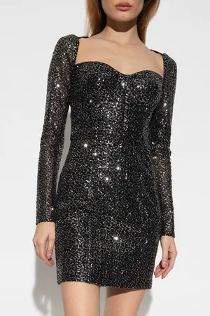 Dolce & Gabbana Sequin Sweetheart Neck Mini Dress