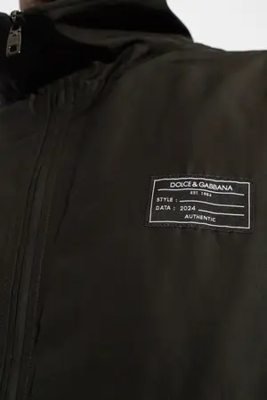 Dolce & Gabbana High Neck Bomber Jacket With Logo Patch