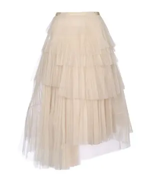 Dior Mid-length Asymmetric Pleated Skirt - Beige