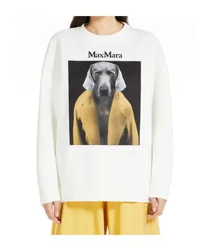 Max Mara Logo And Dog Print Crewneck Sweatshirt - Ivory