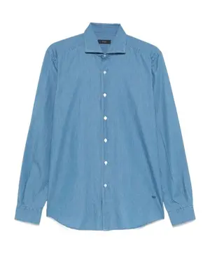 FAY Chambray Button-up Shirt - Blue