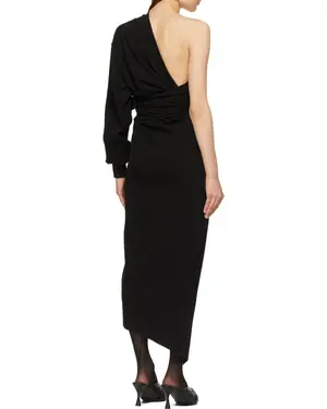 Balenciaga One-shoulder Long Sleeve Body Wrap Dress