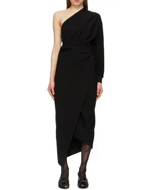 Balenciaga One-shoulder Long Sleeve Body Wrap Dress