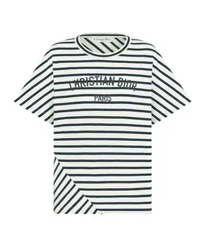 Dior Striped T-shirt With Graphic Detail - Black