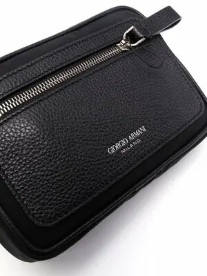 Giorgio Armani Engraved-logo Leather Tote