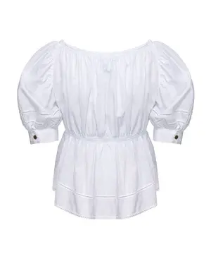 Pinko Sweetheart Neck Ruched Cropped Blouse
