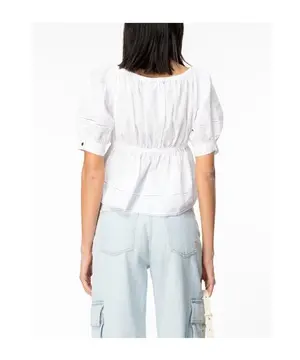 Pinko Sweetheart Neck Ruched Cropped Blouse