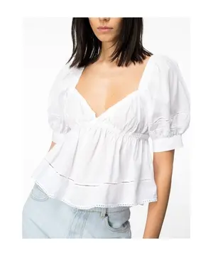Pinko Sweetheart Neck Ruched Cropped Blouse