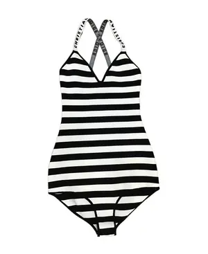 Dior Striped Logo Swimsuit - Black