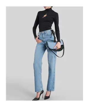 MUGLER Star Cut-out Long-sleeve Top - Black