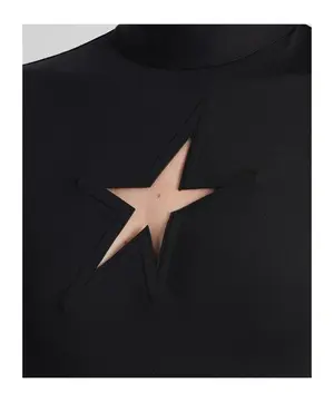 MUGLER Star Cut-out Long-sleeve Top - Black