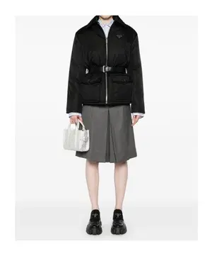 Prada Logo Plaque Belted Jacket